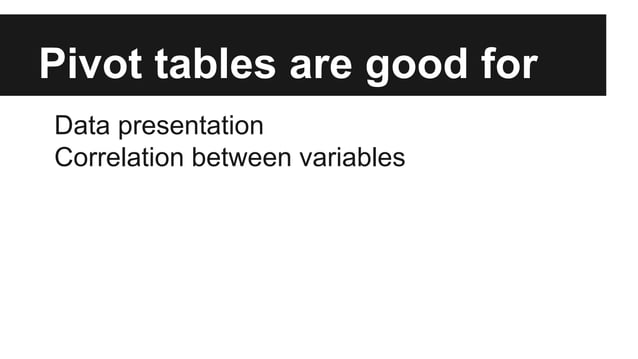 Pivot tables -Excel | PPT
