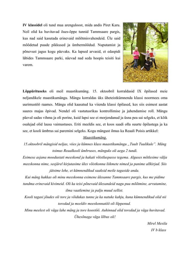 Tuult Tuulikule Projekt Tallinna Reaalkoolis | PDF