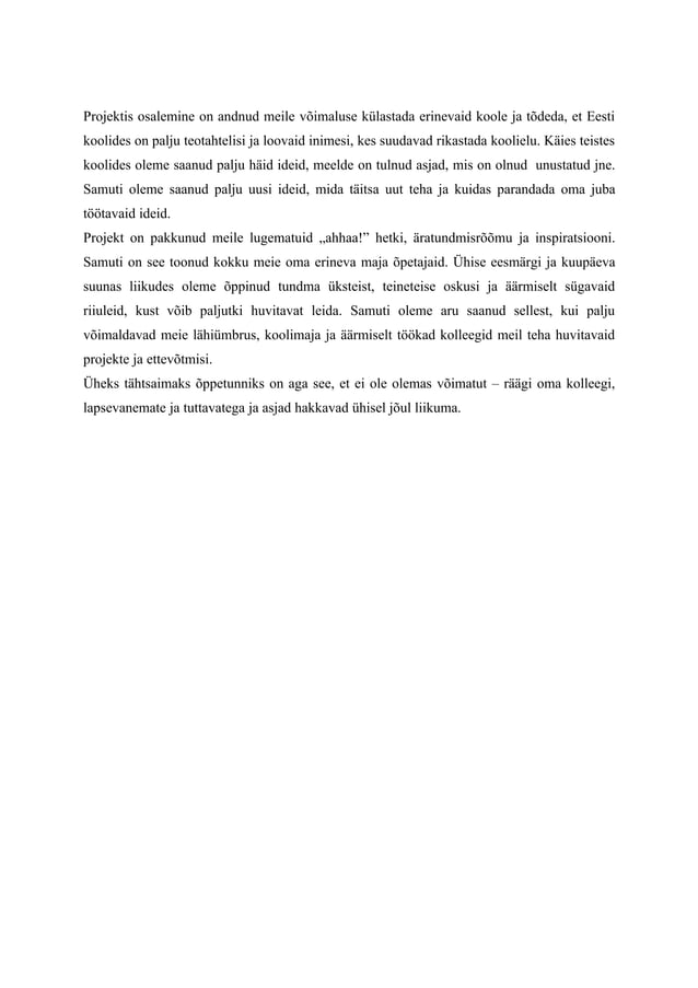 Tuult Tuulikule Projekt Tallinna Reaalkoolis | PDF