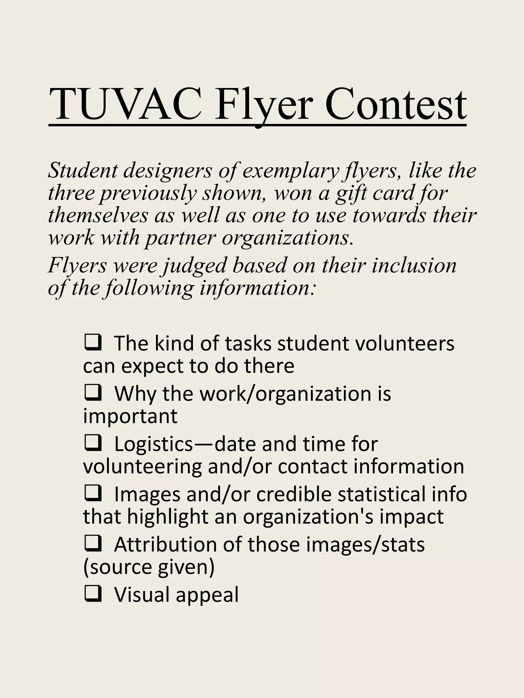 TUVAC Flyer Contest | PPTX