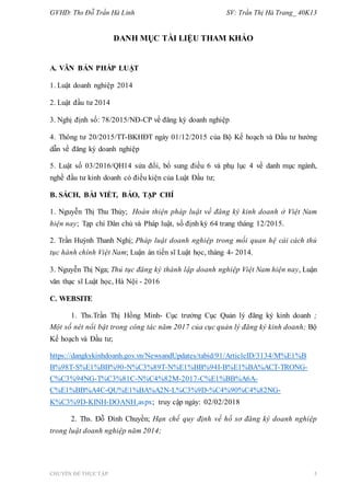 Đề tài: Pháp luật đăng ký thành lập doanh nghiệp, tư vấn thành lập DN ...