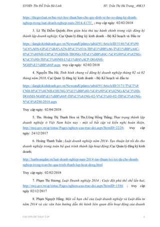 Đề tài: Pháp luật đăng ký thành lập doanh nghiệp, tư vấn thành lập DN ...