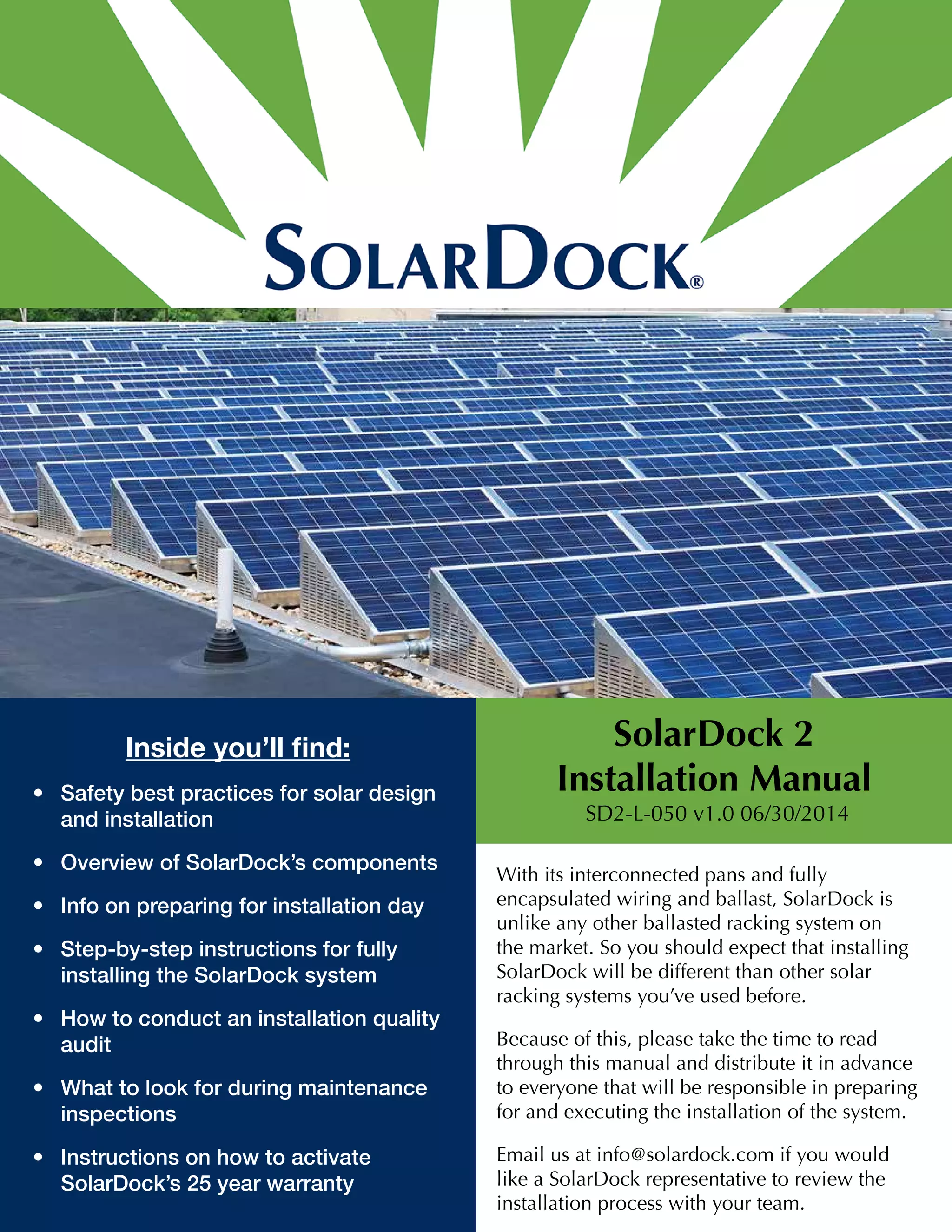SolarDock Installation Manual SD2-L-050 v1.0 | PDF