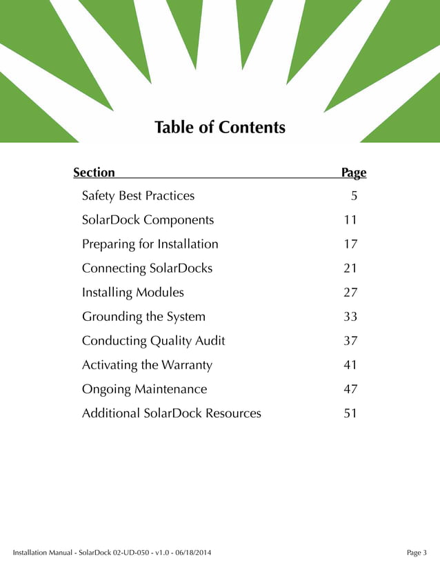 SolarDock Installation Manual SD2-L-050 v1.0 | PDF