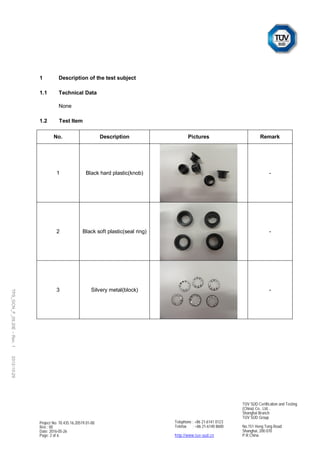 Tuv ROHS certificate --plastic pneumatic push in fittings | PDF