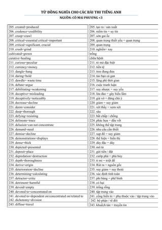 Từ vựng thi THPT Quốc Gia 2020 bắt buộc phải học | PDF