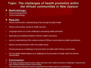 The Challenges of Health Promotion within African Communities in New ...