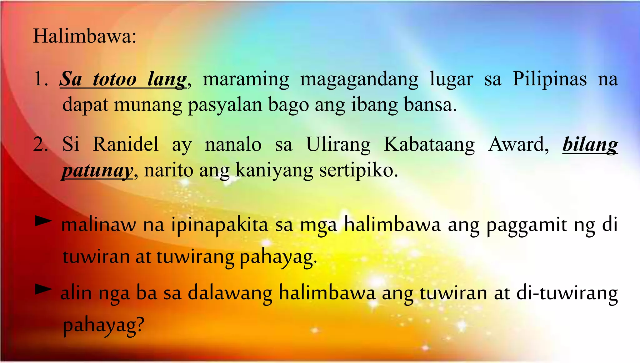 Tuwiran at di tuwirang pahayag | PPTX