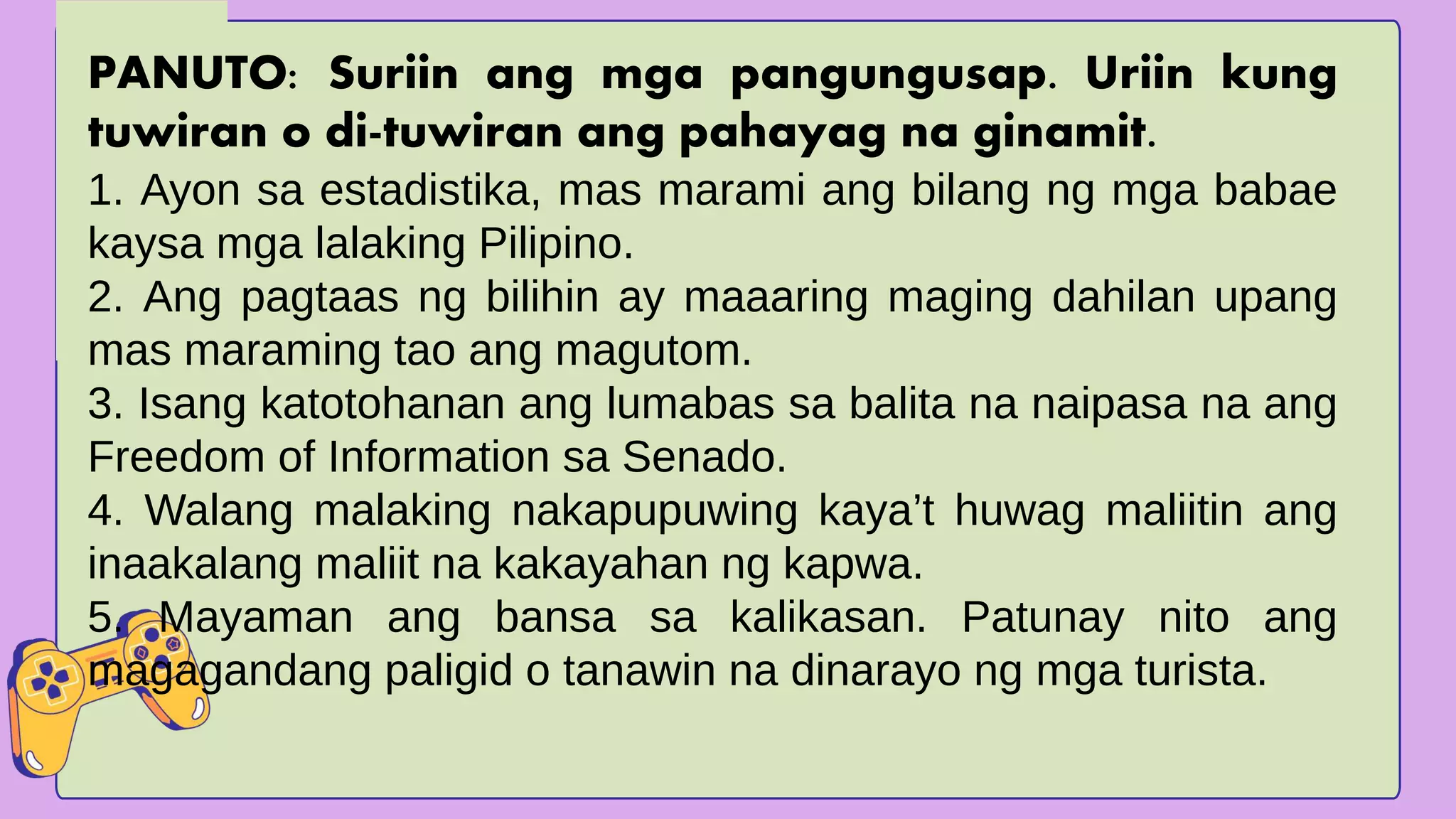 TUWIRAN AT DI TUWIRANG PAHAYAG.pptx