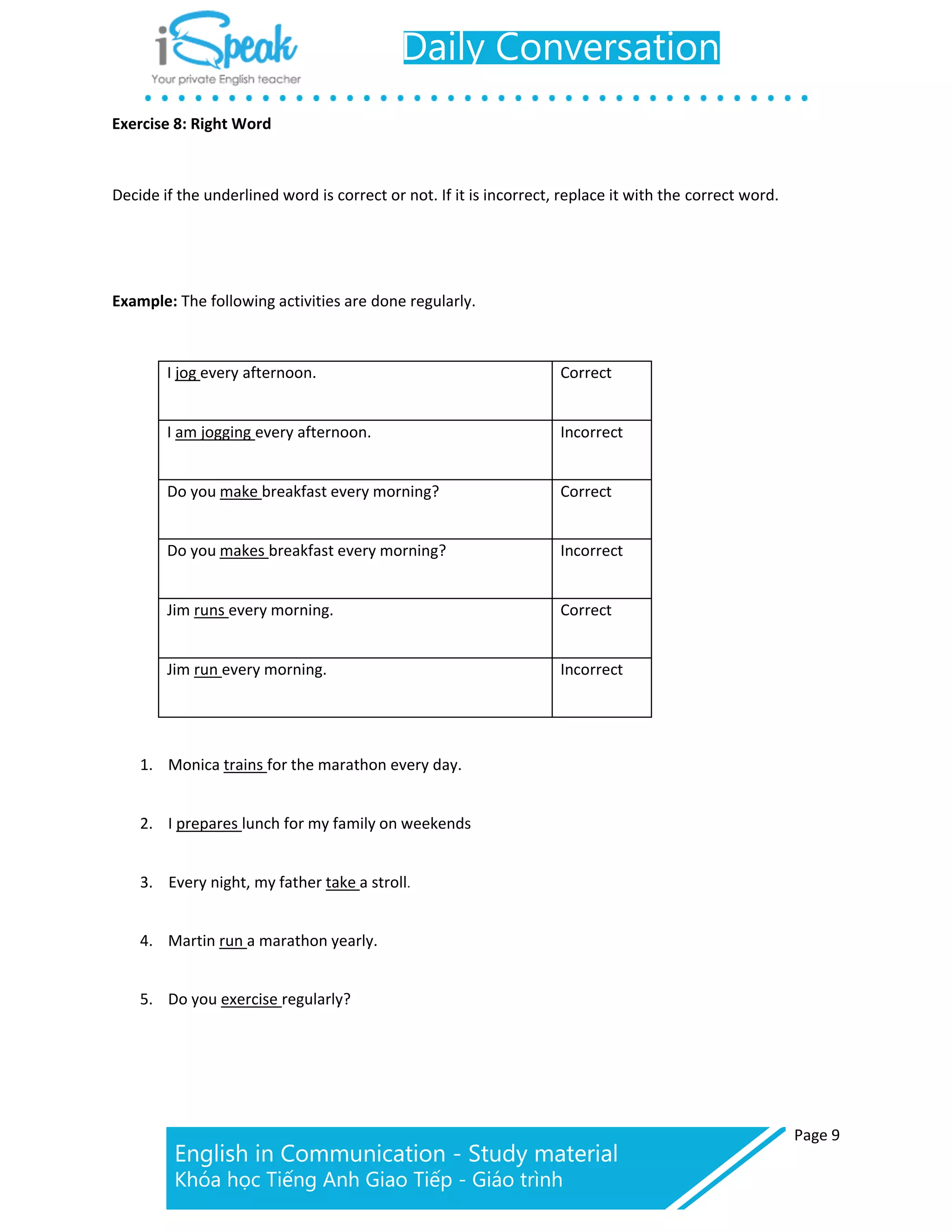 Chapter 3 unit 1. my routines... | PDF | Running and Jogging | Fitness and Exercise