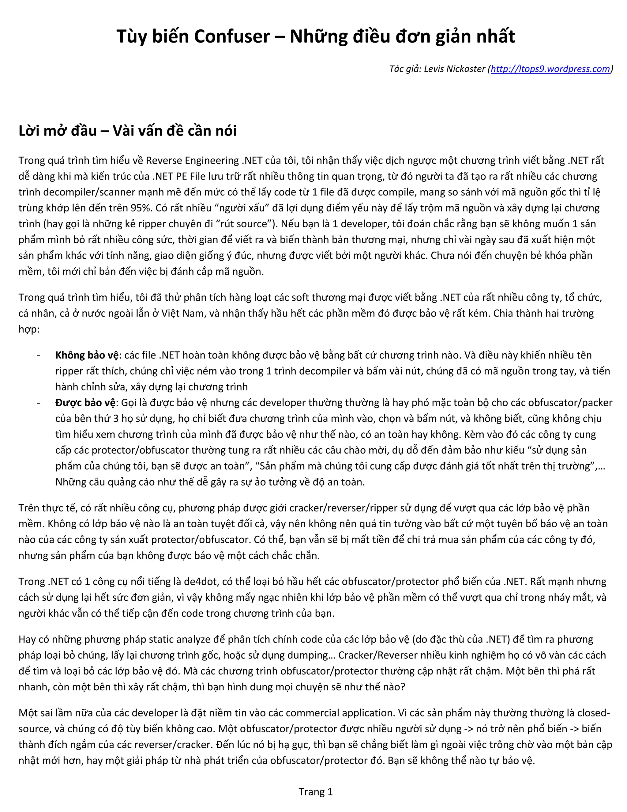 Tùy biến Confuser | PDF