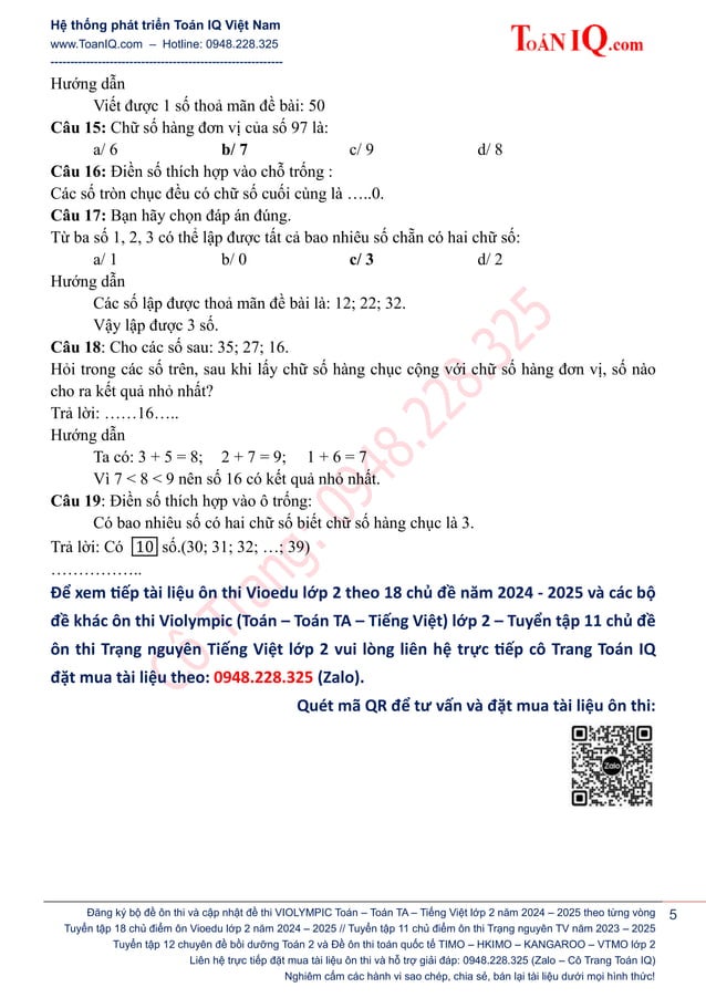 Đề ôn thi Vioedu lớp 2 năm 2024 - 2025 có đáp án | PDF