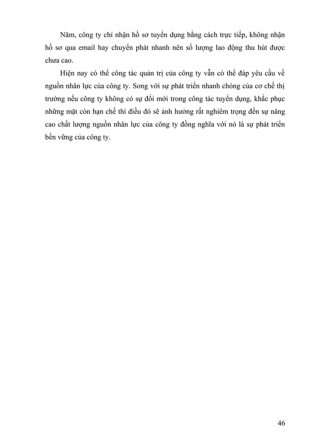 THỰC TRẠNG CÔNG TÁC TUYỂN DỤNG NHÂN LỰC TẠI TỔNG CÔNG TY MAY HƯNG YÊN | DOC