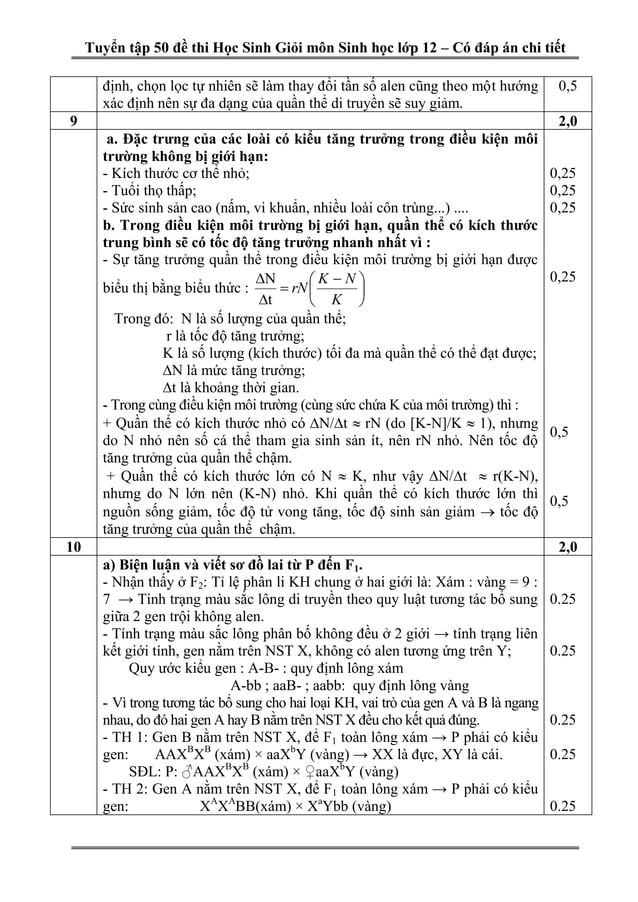 Tuyen tap 50 de thi hsg sinh 12 | PDF