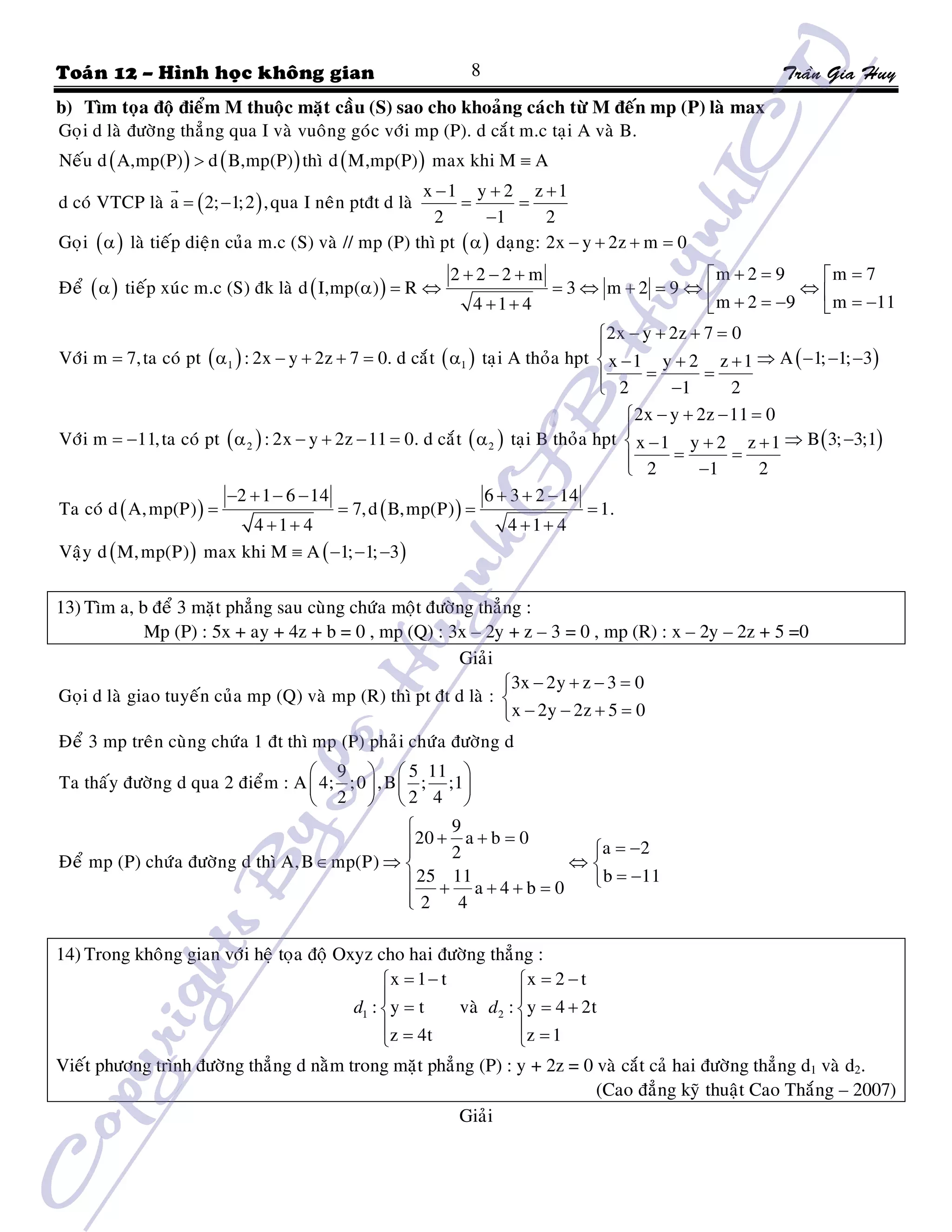 Tuyen tap cac bai toan hinh hoc giai tich trong khong gian (luyen thi ...