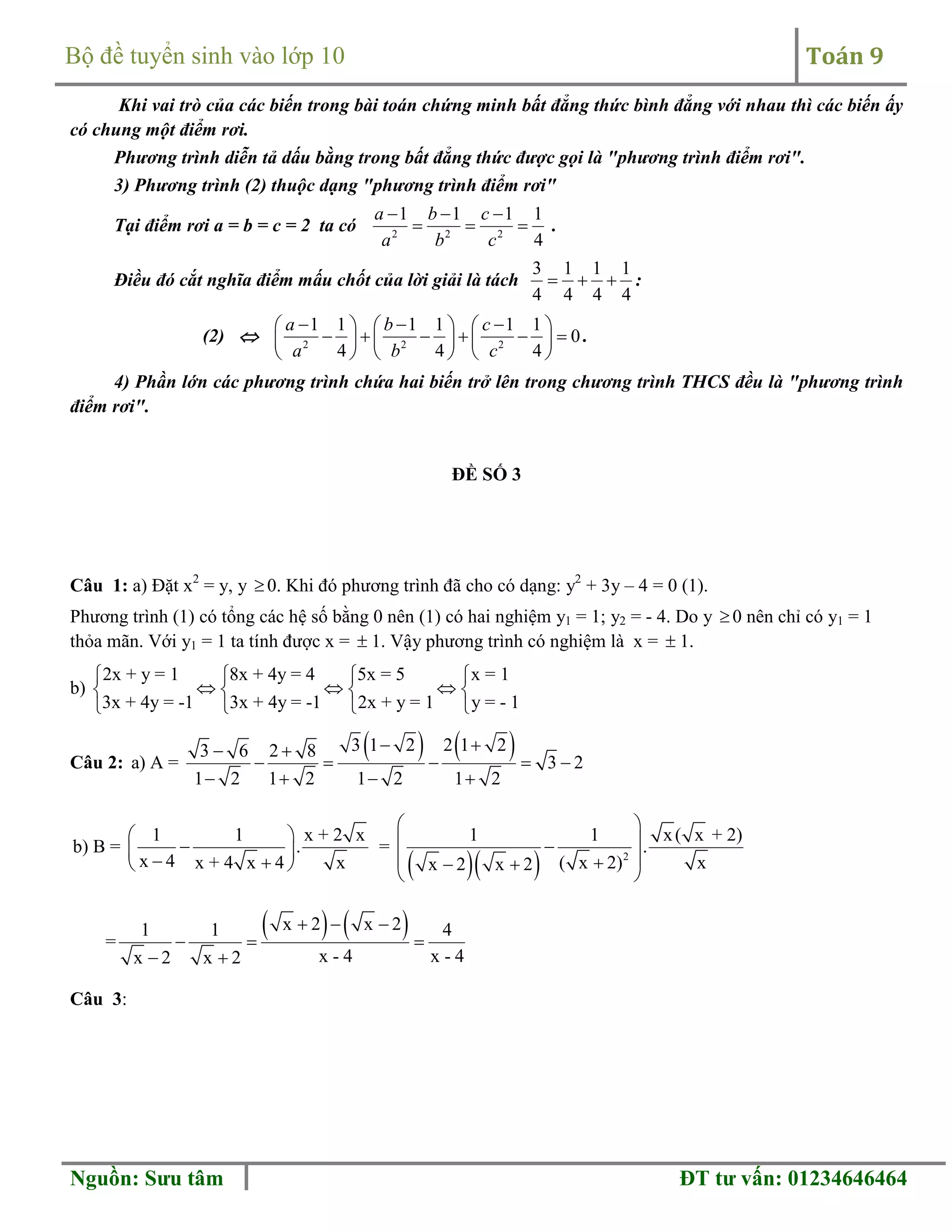 Tuyen tap de thi vao lop 10 | PDF