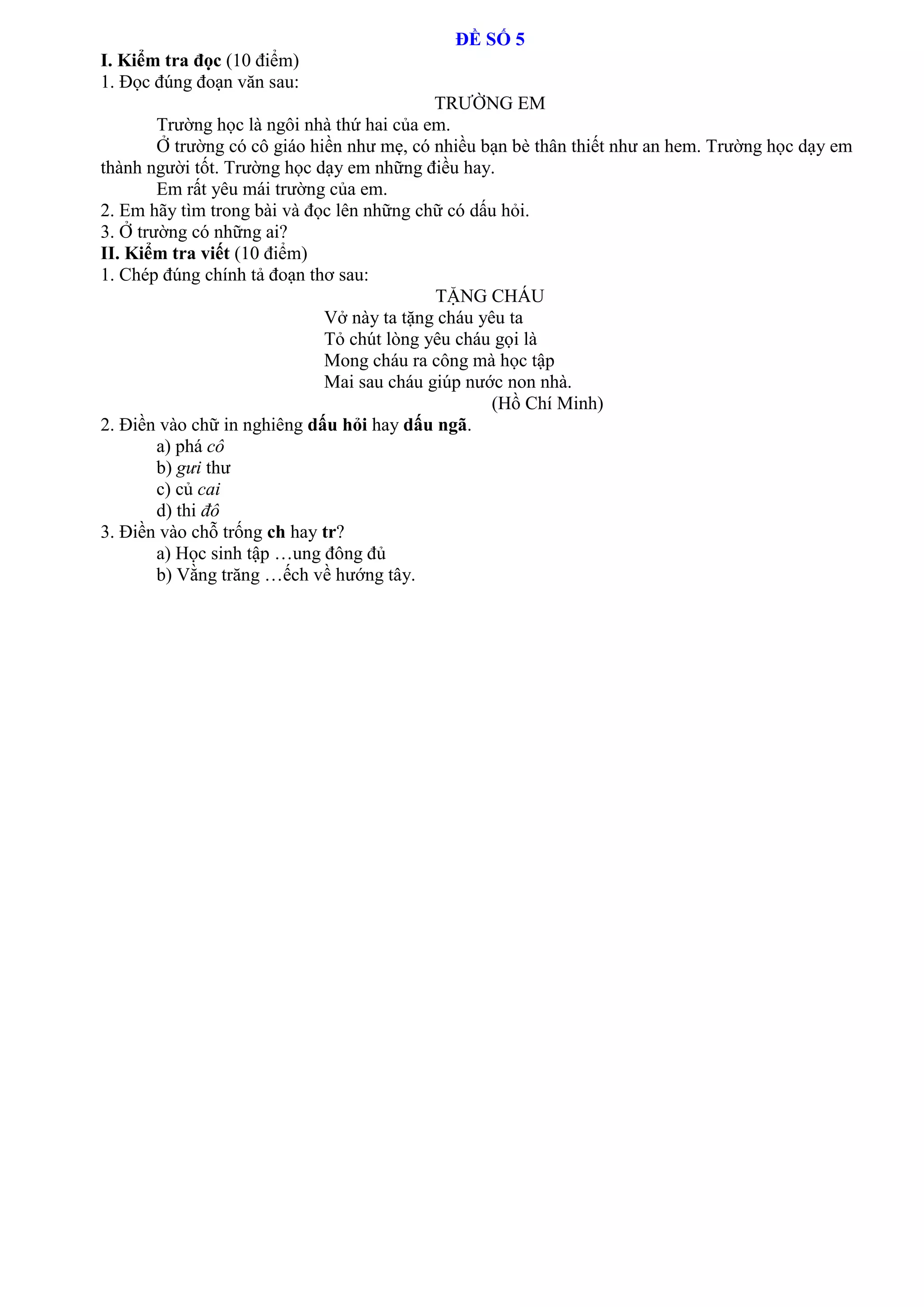 Tuyển tập đề thi HKII lớp 1 môn TOÁN (25 đề) + TV (37 đề) | PDF