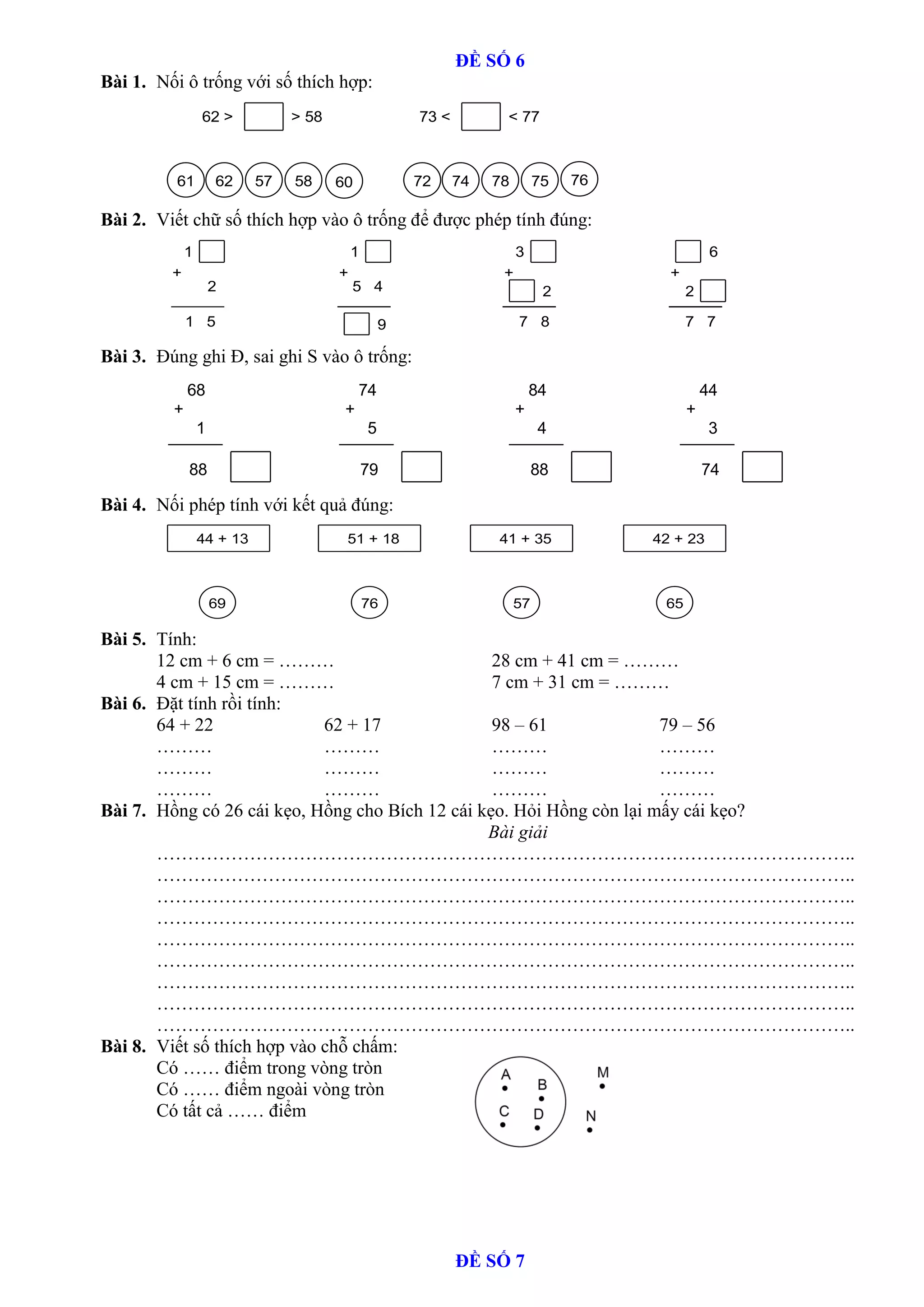 Tuyển tập đề thi HKII lớp 1 môn TOÁN (25 đề) + TV (37 đề) | PDF