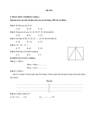 Tuyển tập đề thi HKII lớp 1 môn TOÁN (25 đề) + TV (37 đề) | PDF