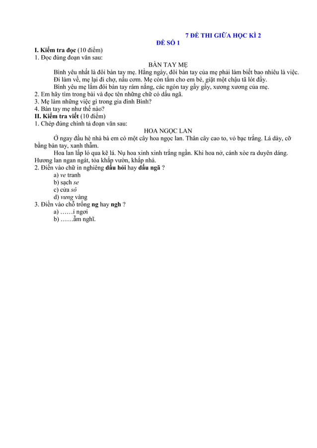 Tuyển tập đề thi HKII lớp 1 môn TOÁN (25 đề) + TV (37 đề) | PDF