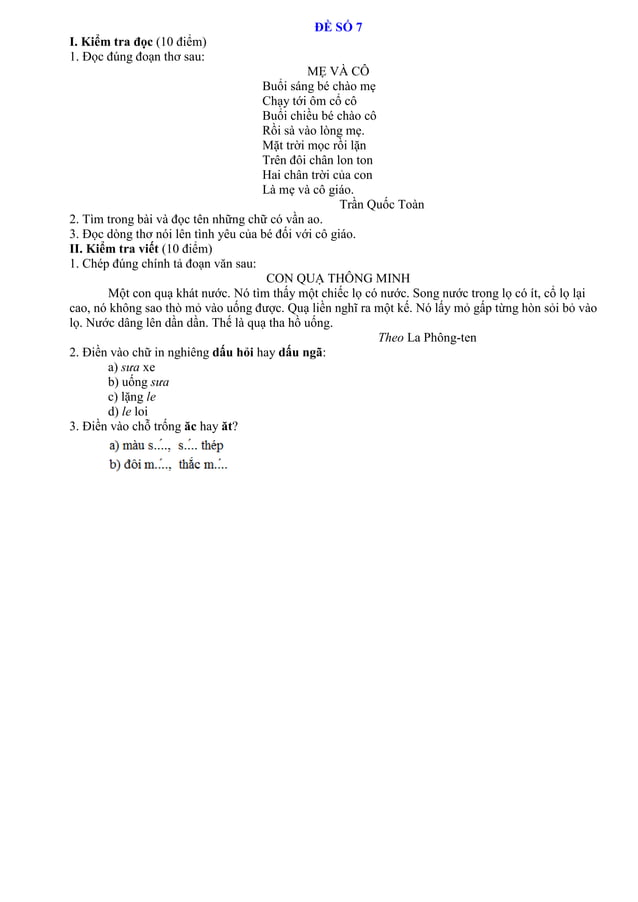 Tuyển tập đề thi HKII lớp 1 môn TOÁN (25 đề) + TV (37 đề) | PDF