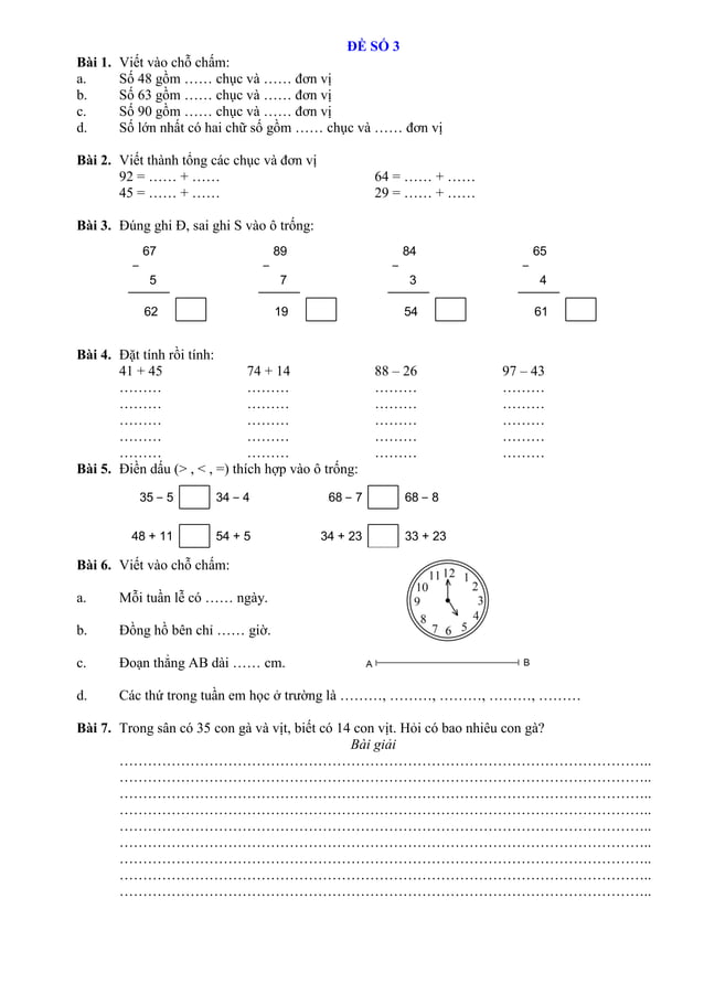 Tuyển tập đề thi HKII lớp 1 môn TOÁN (25 đề) + TV (37 đề) | PDF