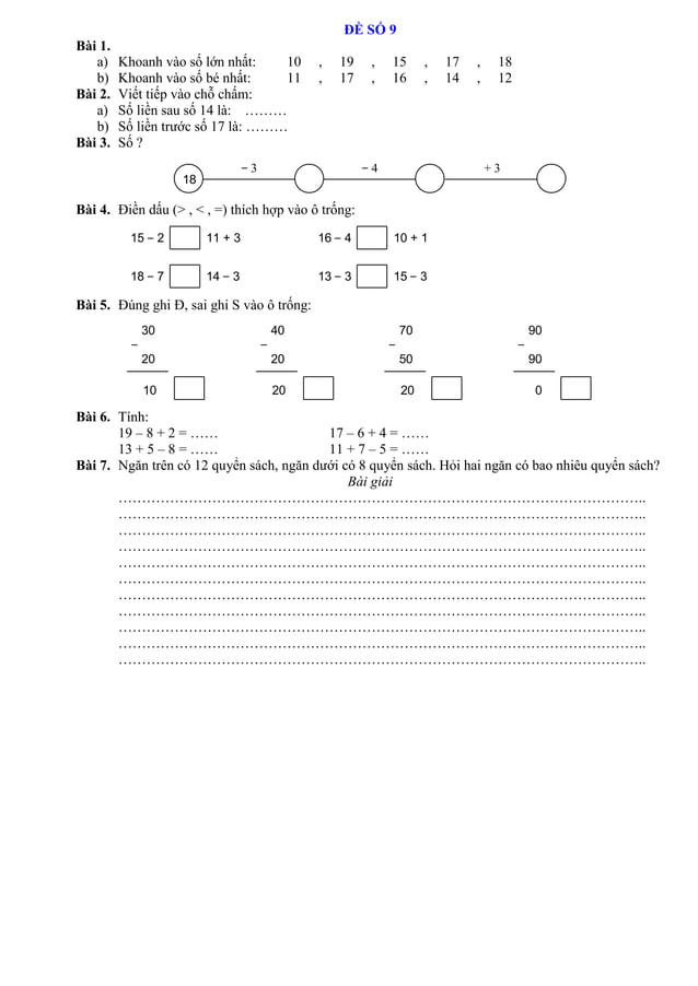 Tuyển tập đề thi HKII lớp 1 môn TOÁN (25 đề) + TV (37 đề) | PDF