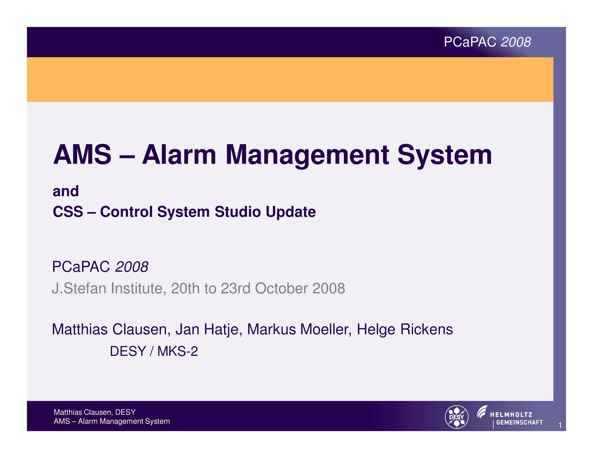 CSS - Alarm Management System (AMS) | PPT