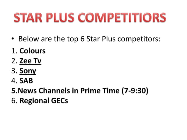 SWOT ANALYSIS OF STAR PLUS CHANNEL | PPTX