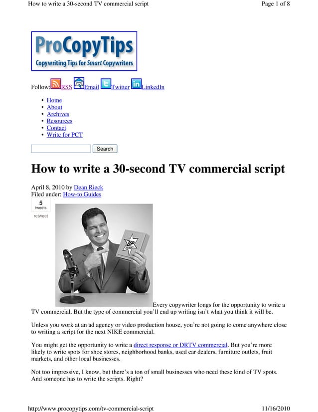 Tv commercial-script | PDF | Screenwriting | Content Production