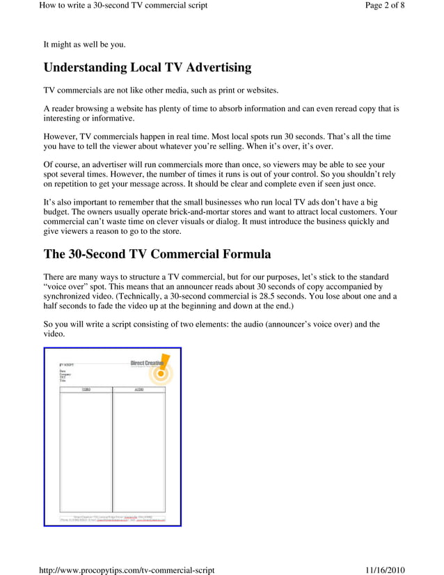 Tv commercial-script | PDF | Screenwriting | Content Production