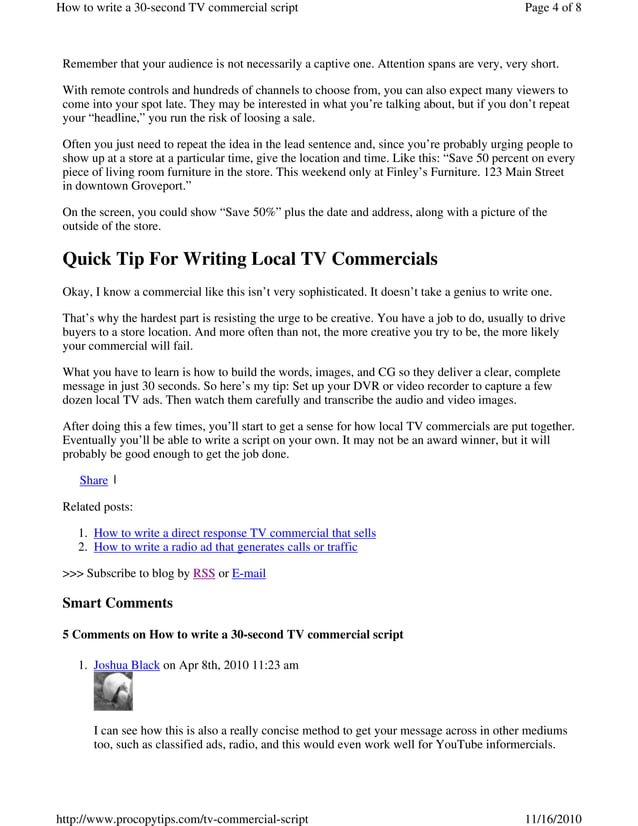 Tv commercial-script | PDF | Screenwriting | Content Production