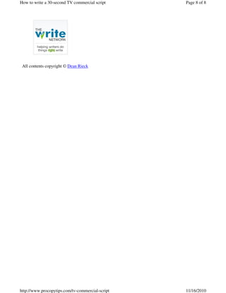 Tv Commercial Script