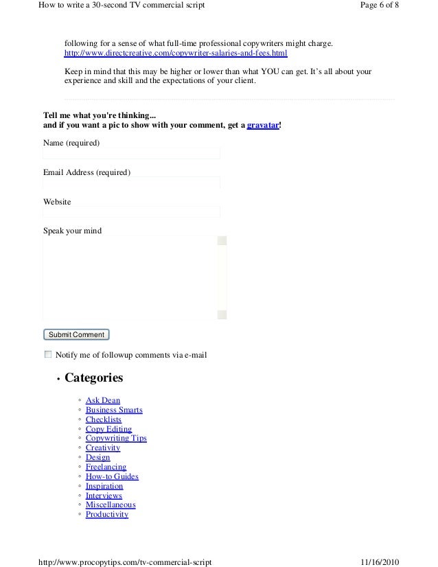 Tv commercial-script