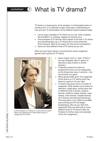 TV drama worksheets | PDF