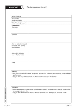 TV drama worksheets | PDF