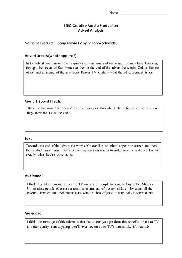 Individual advert analysis | DOCX