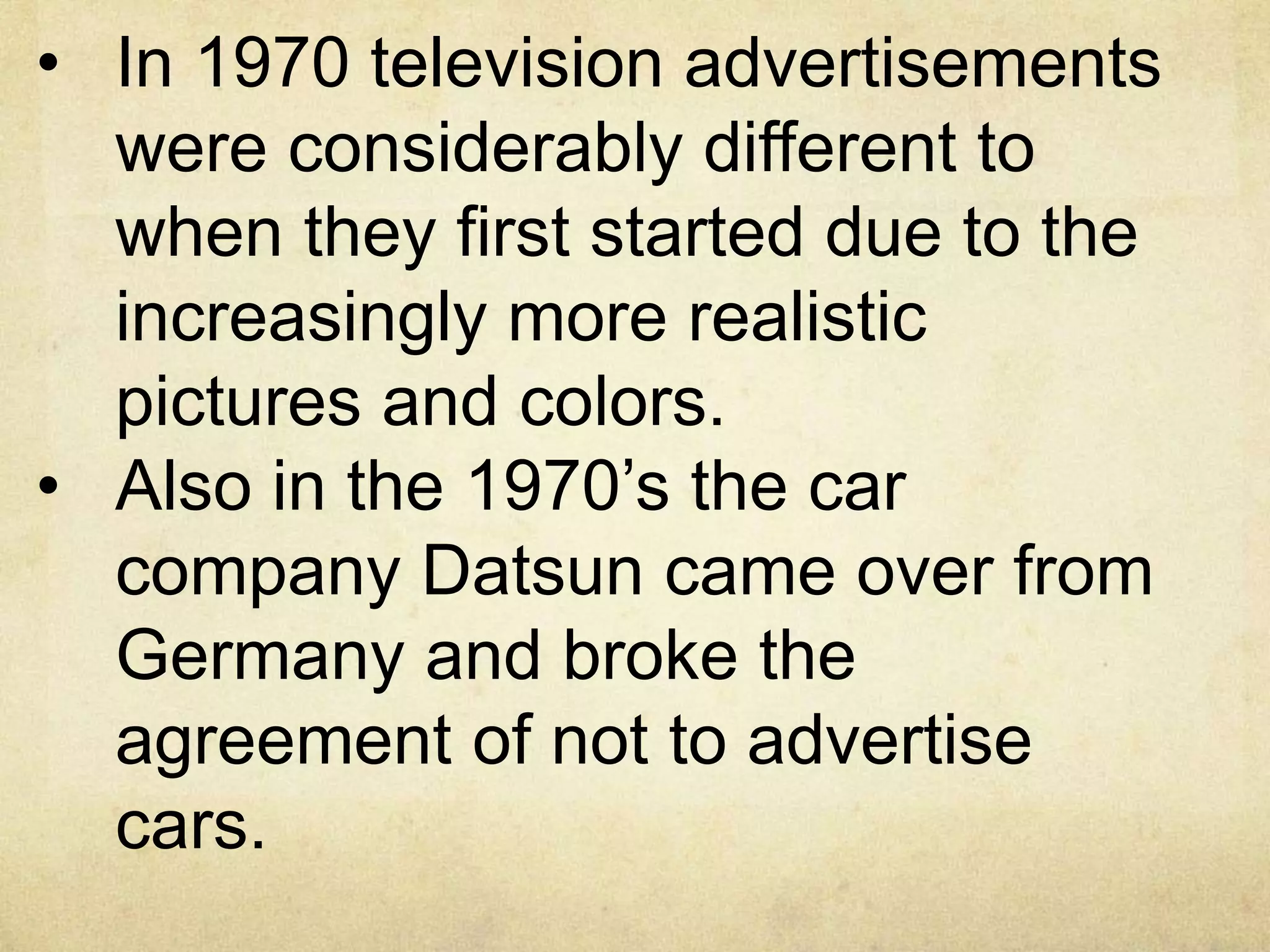 Tv advert timeline | PPT