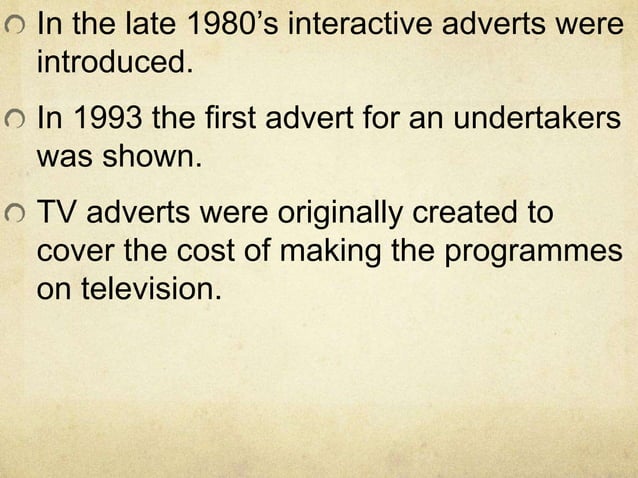 Tv advert timeline | PPT
