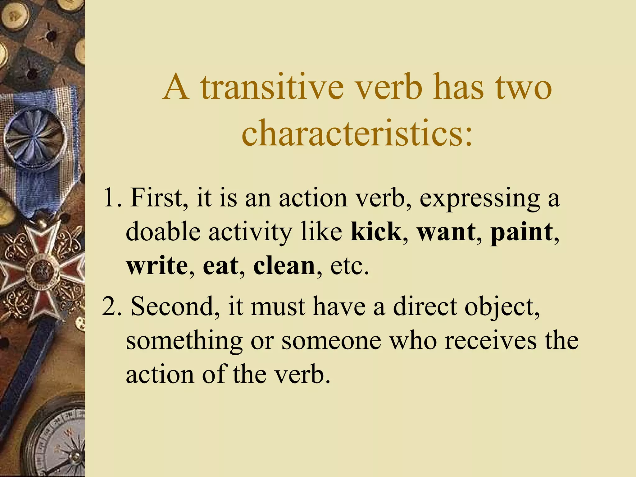 Transitive Verb and Direct Object | PPT | Free Download