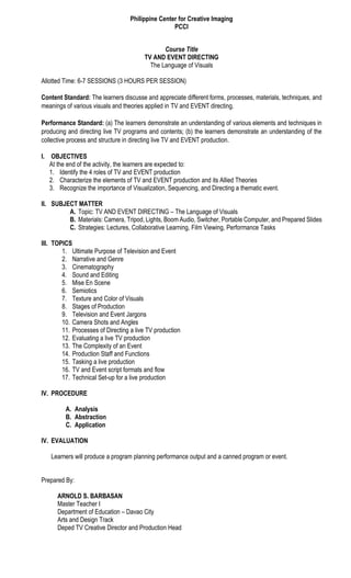 TV AND EVENT DIRECTING | PDF