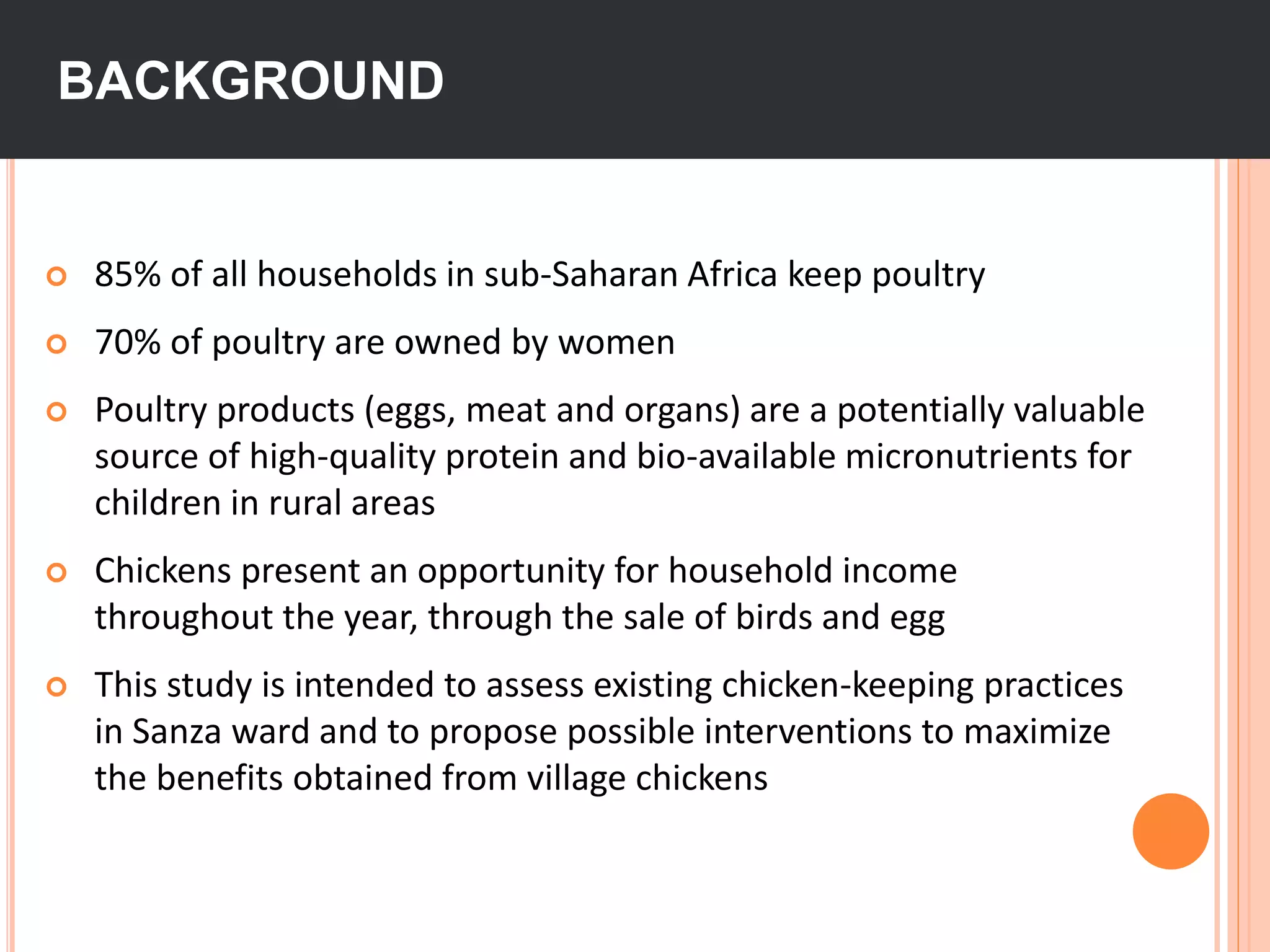 An overview of village chicken-keeping practices in Sanza ward in ...