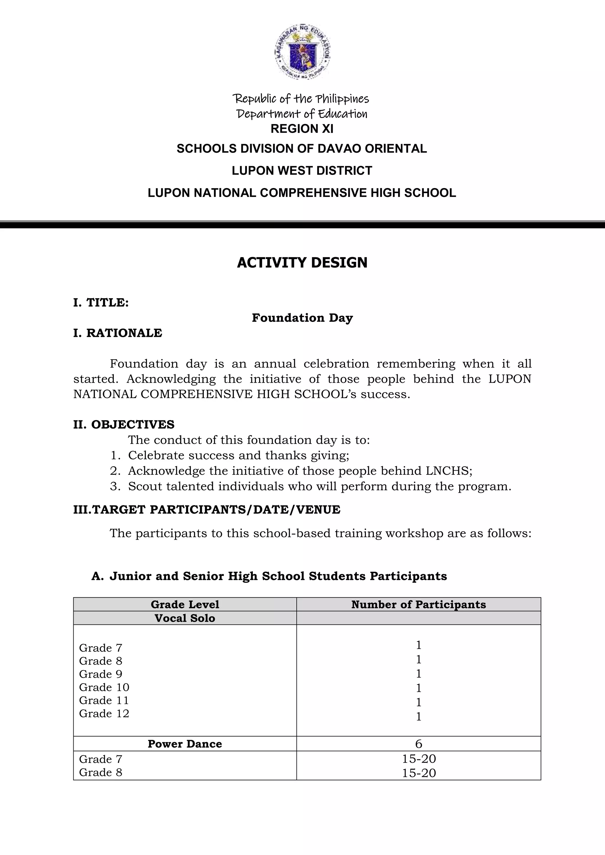 Activity Design | DOCX