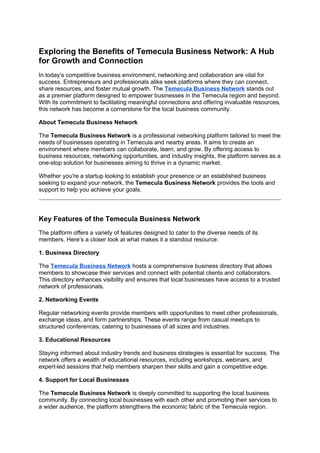 Exploring the Benefits of Temecula Business Network: A Hub for Growth ...