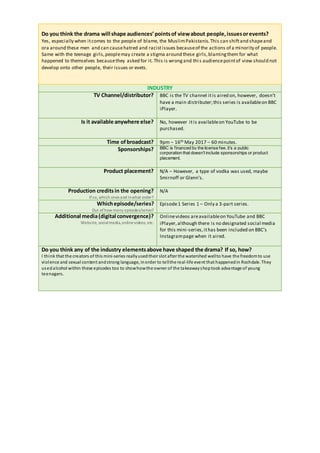 Tv drama analysis template 2 | PDF