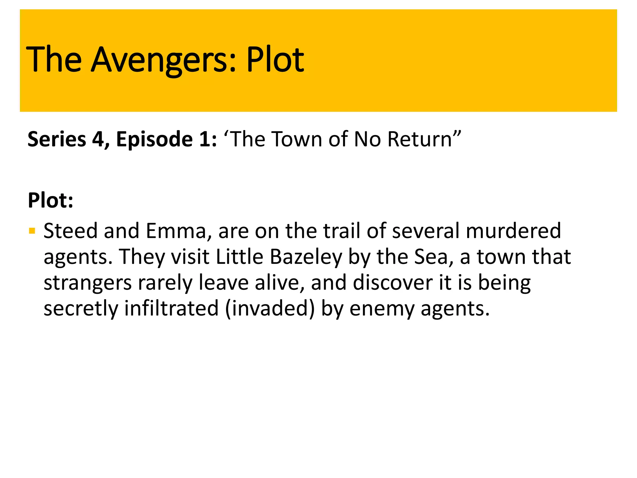 TV drama exam style questions The Avengers | PPTX | Television ...