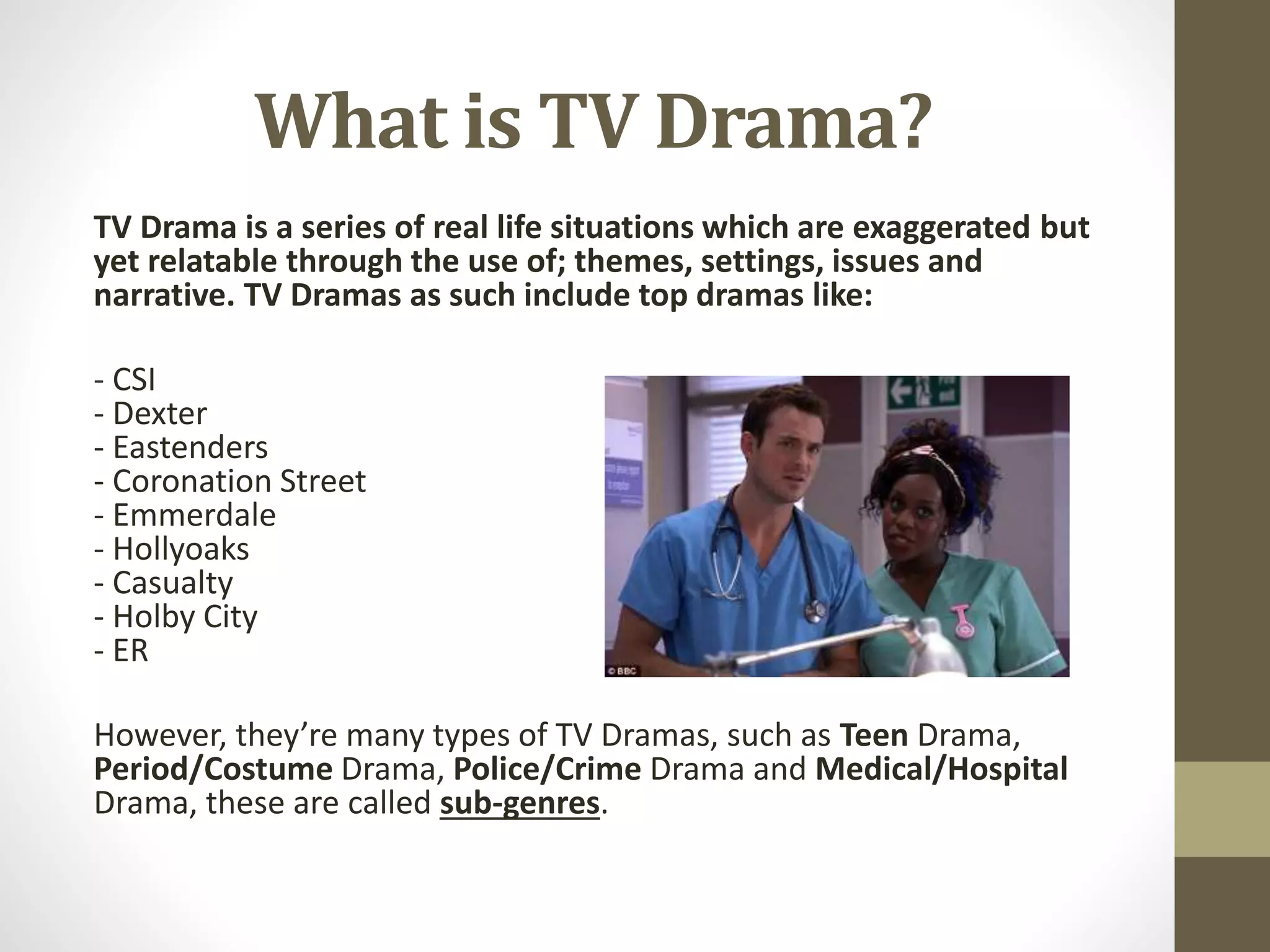 TV Drama & Sub-genres | PPTX | True Crime | Genres