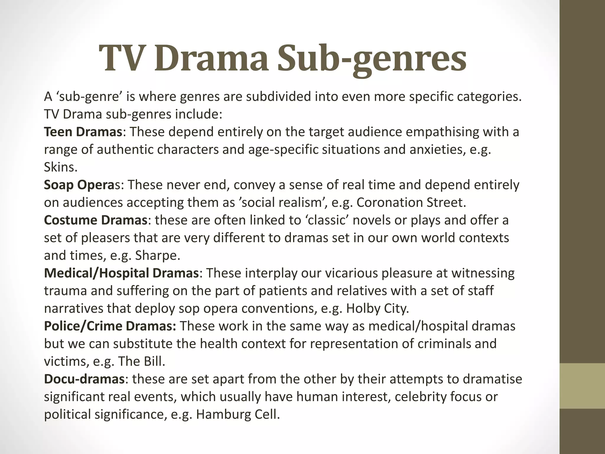 TV Drama & Sub-genres | PPTX