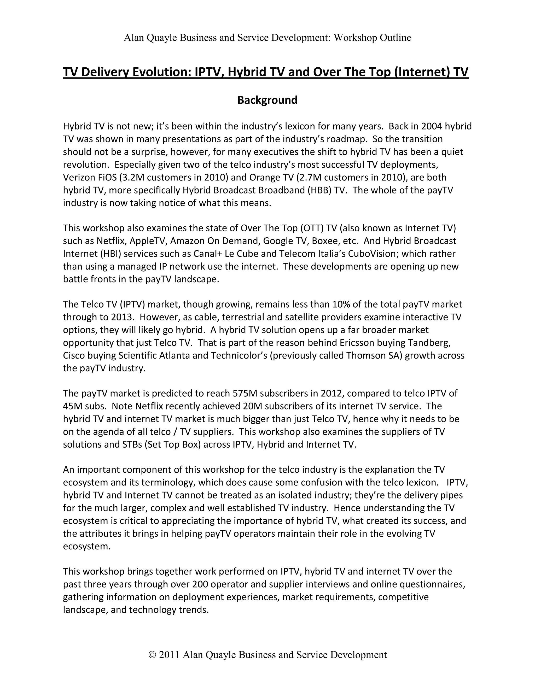 TV Evolution: IPTV, Hybrid TV and Over The Top (Internet) TV | PDF