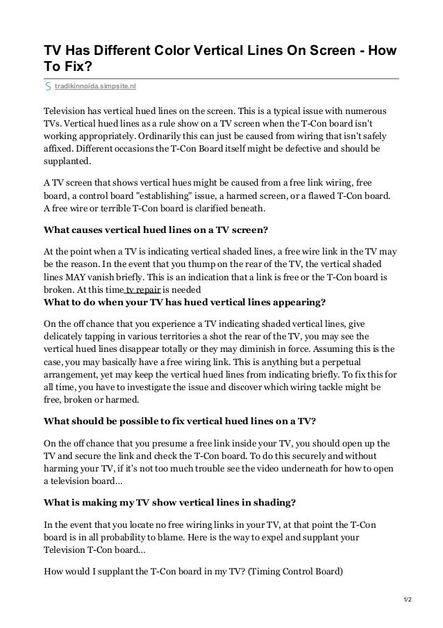 Tv has different color vertical lines on screen - how to fix